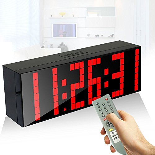 Redlution Große LED Uhr Digitale Wanduhr Jumbo großen Zahlen Display Schreibtisch Tischuhr mit ...