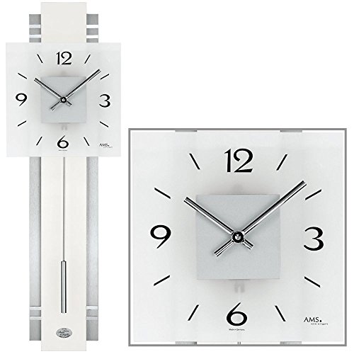 Hochwertige AMS 7302 Pendel Wanduhr geräuscharm, Pendeluhr Wohnzimmer ...